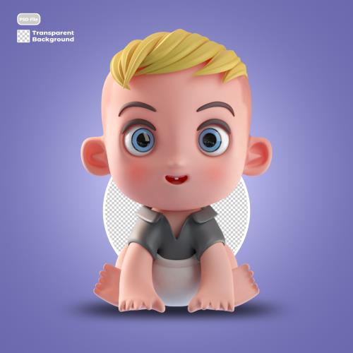 فایل Psd فتوشاپ کاراکتر سه بعدی مردی در حال کار کردن پشت میز به صورت